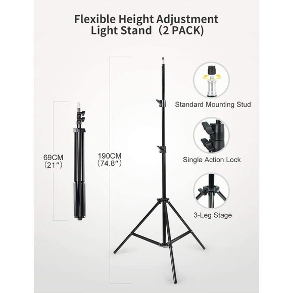 Other | 2 Packs Led Video Light And 75inches Stand Lighting Kit | Poshmark